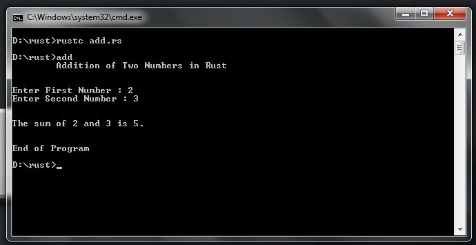 Free Programming Source Codes And Computer Programming Tutorials Addition Of Two Numbers In Rust