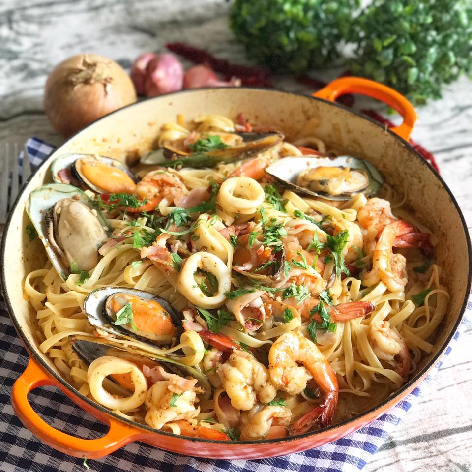One Pot Laksa Creamy Seafood Pasta Casserole by Colleen Teo