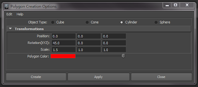 Maya Python Studying: Polygon Creation Tool