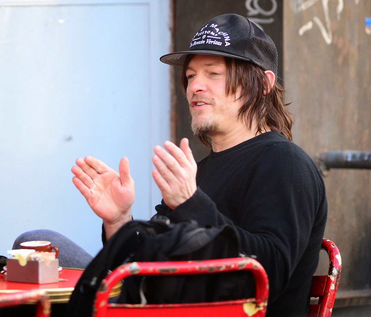 The Reedus: Walking Dead' star Norman Reedus is shown making various ...