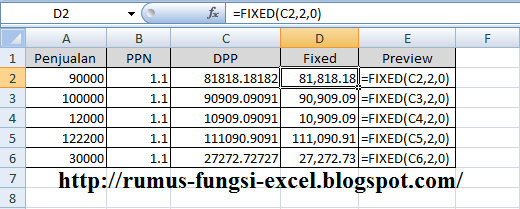 Rumus Fungsi Excel: Fungsi Fixed di Excel