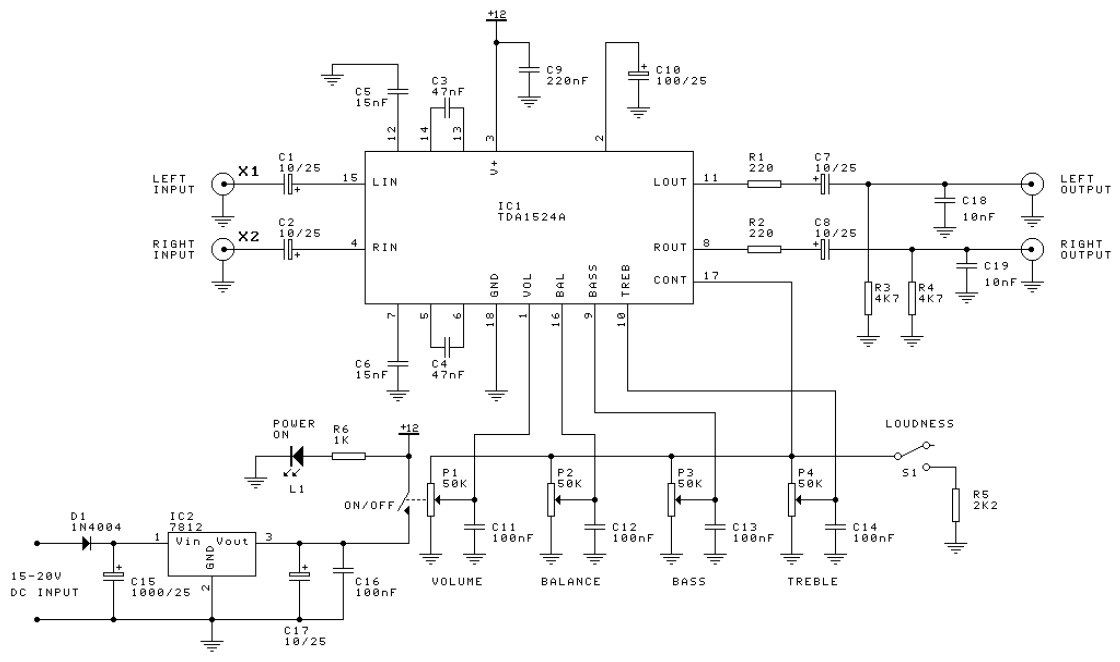 Orari Lokal Jember Skema: Rangkaian Tone Control TDA1524A
