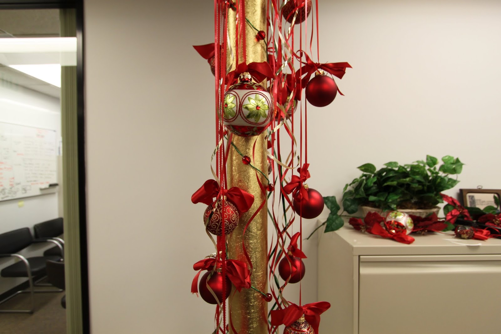 the office holiday pole decorating contest | mid-century modern remodel