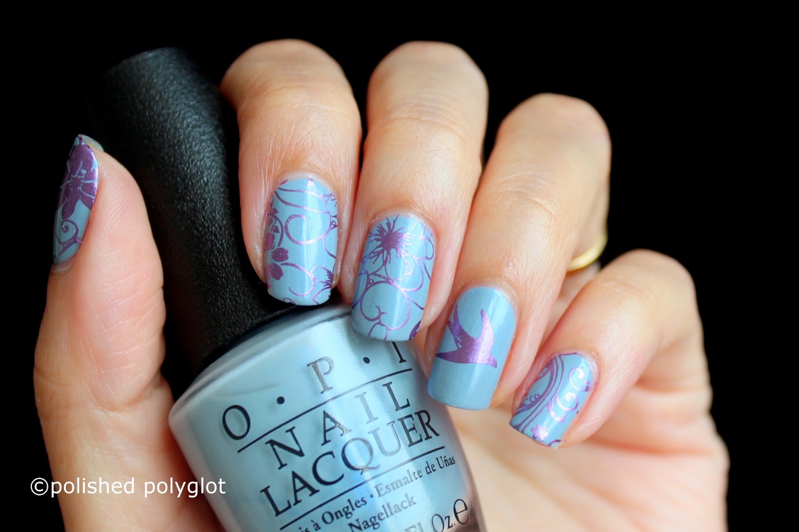 Nail Art │ Birds and flowers over OPI Check out the Old Geysirs [26GNAI ...