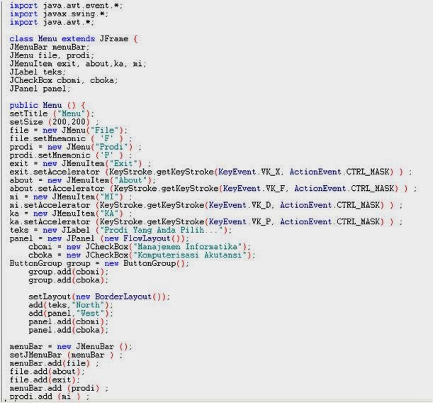 Pemrograman Java: JMenu Dalam Java Pemrograman Java: JMenu Dalam Java