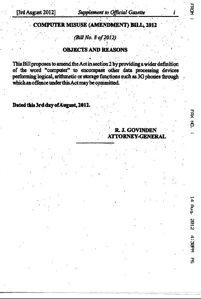 Seychelles Reality (Seselwa Unite): Bill Computer Misuse Act Amendment ...