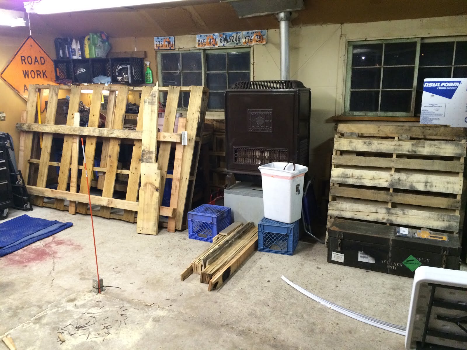 Carson's Blog: Garage Pallet Wood Wall Build (in progress)