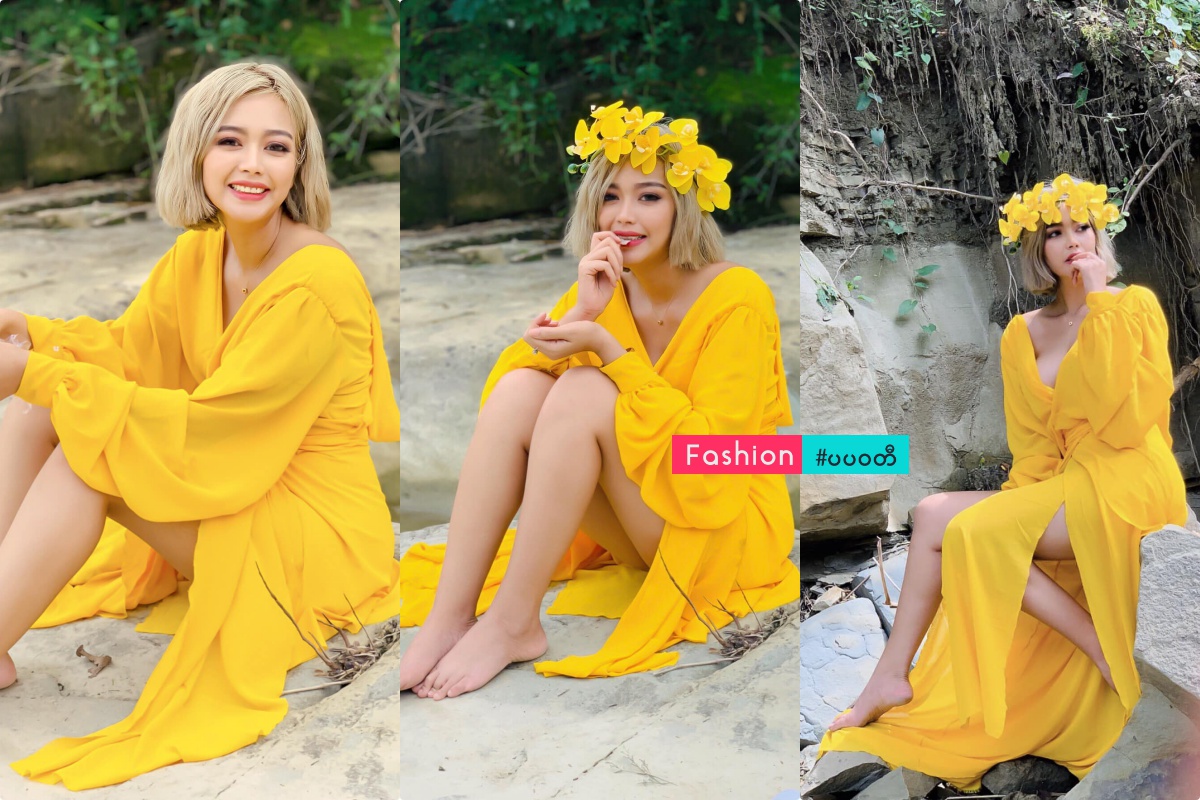 Nwe Nwe Tun - A Beautiful Girl With Yellow Dress Fashion
