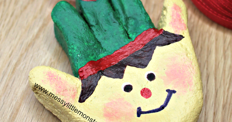 Salt dough handprint ornaments - The cutest elf craft ever! - Messy ...