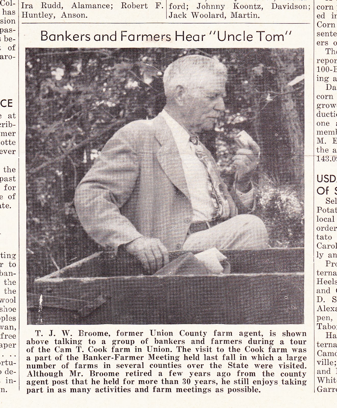 Rural North Carolina History: Retired Agent Tom Broome Talks with ...