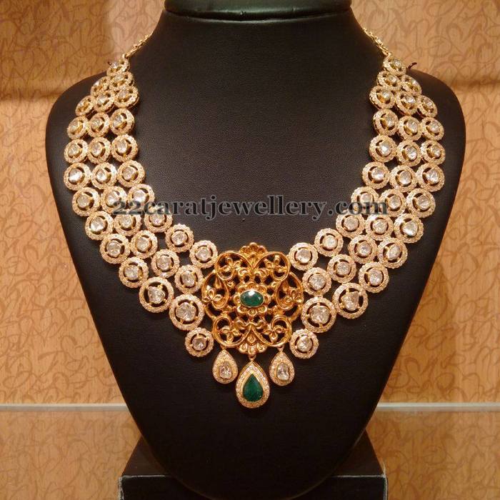 Single Cut Diamonds Polki Set - Jewellery Designs