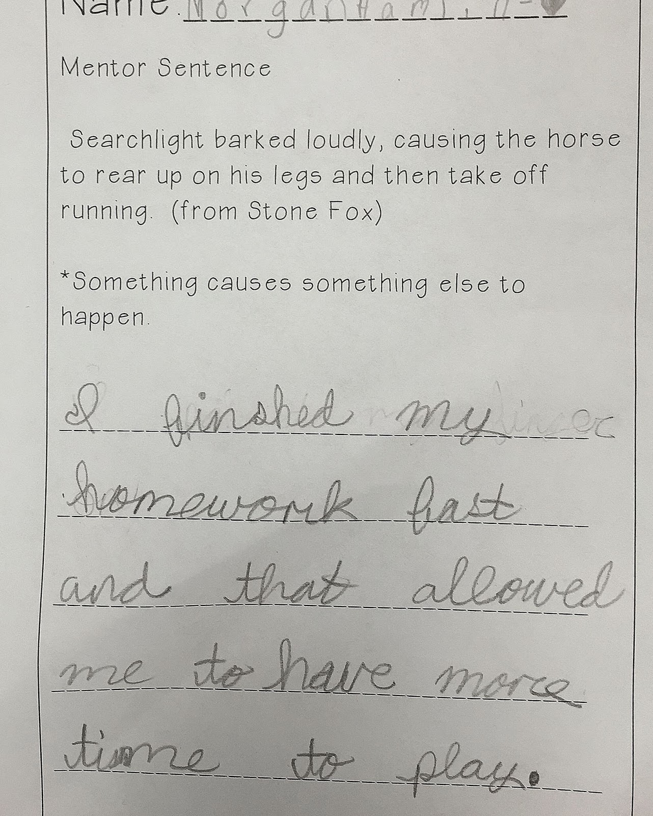 From The Hive: writing with the big kids- using mentor sentences