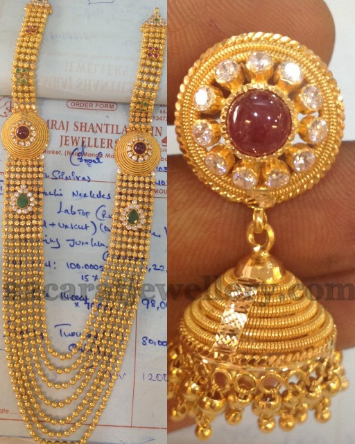 Latest Chandra Haram With Jhumkas - Jewellery Designs