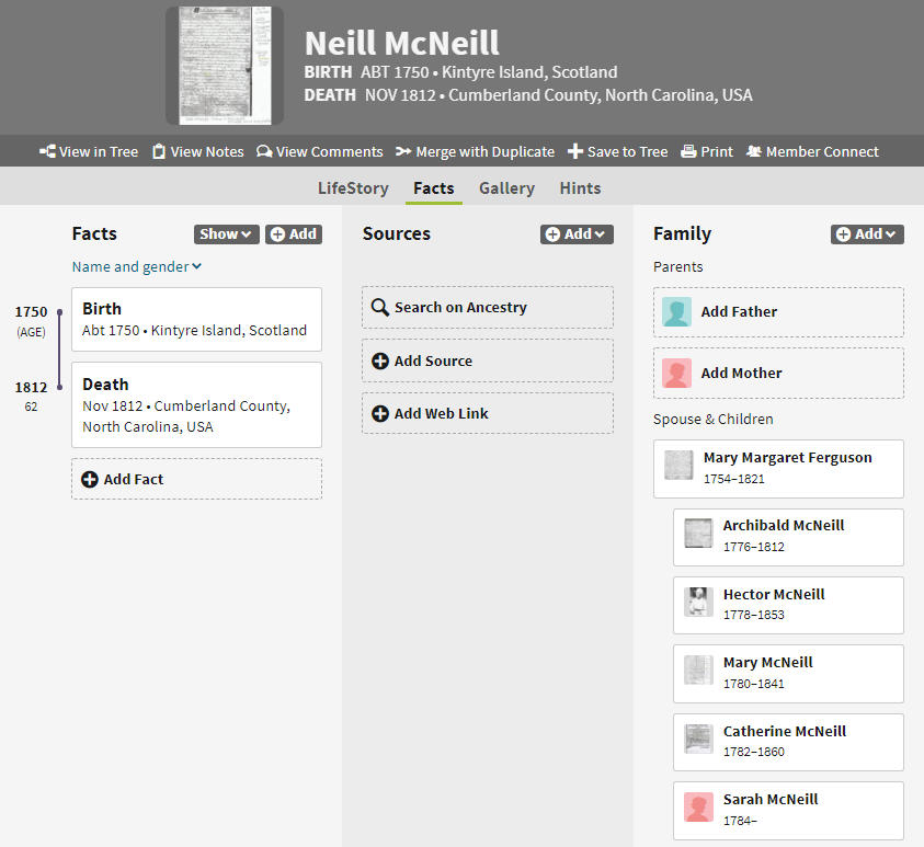 Nelson Holder Ritchie: Sarah McNeill Family