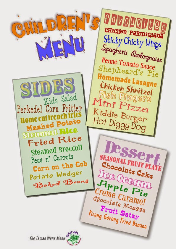 LAZANEAROSE RESTAURANT: children menu