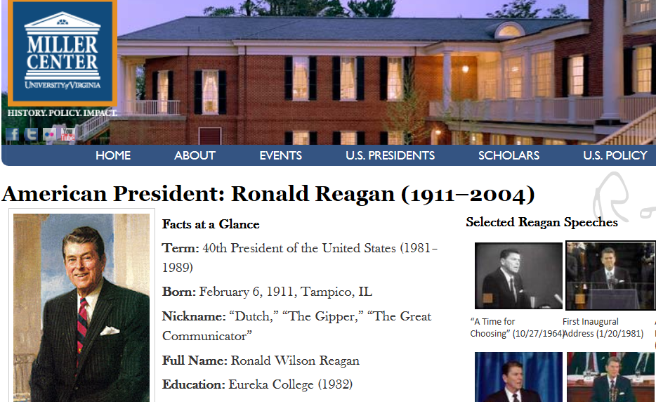 The Learning Professor: Website Spotlight: Ronald Reagan