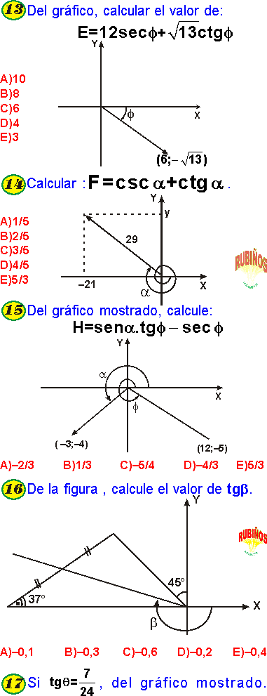 RAZONES TRIGONOMETRICAS DE ANGULOS DE CUALQUIER MAGNITUD PROBLEMAS ...