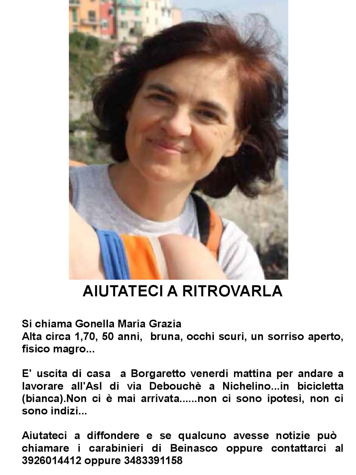 Alessio Bacchetta: GRAZIA GONELLA SCOMPARSA A BORGARETTO DI BEINASCO (TO)