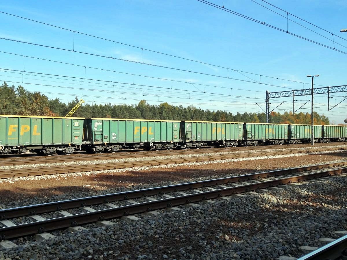 Class 66008 FPL z wagonami Eamnoss11 na towarowym Rembertowie | Torowy