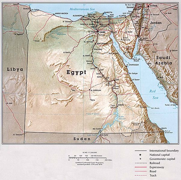 Egjipt - harta gjeografike e Egjiptit - Shqipëria Express