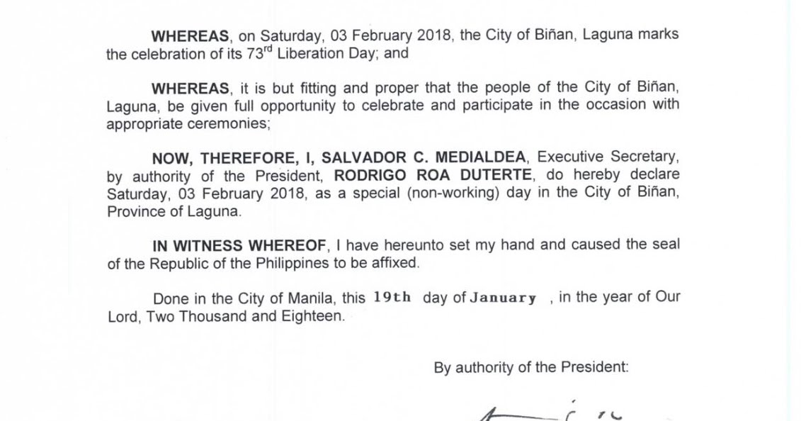 Philippine Holidays: Special (Non-Working) Day in Biñan, Laguna on ...