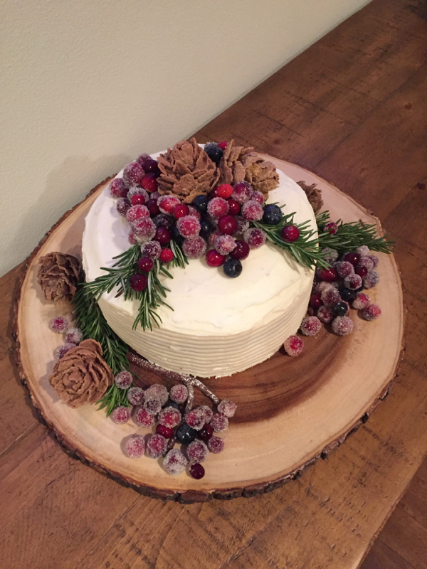 Elegant Rustic Winter Cake with Sparkling Cranberries
