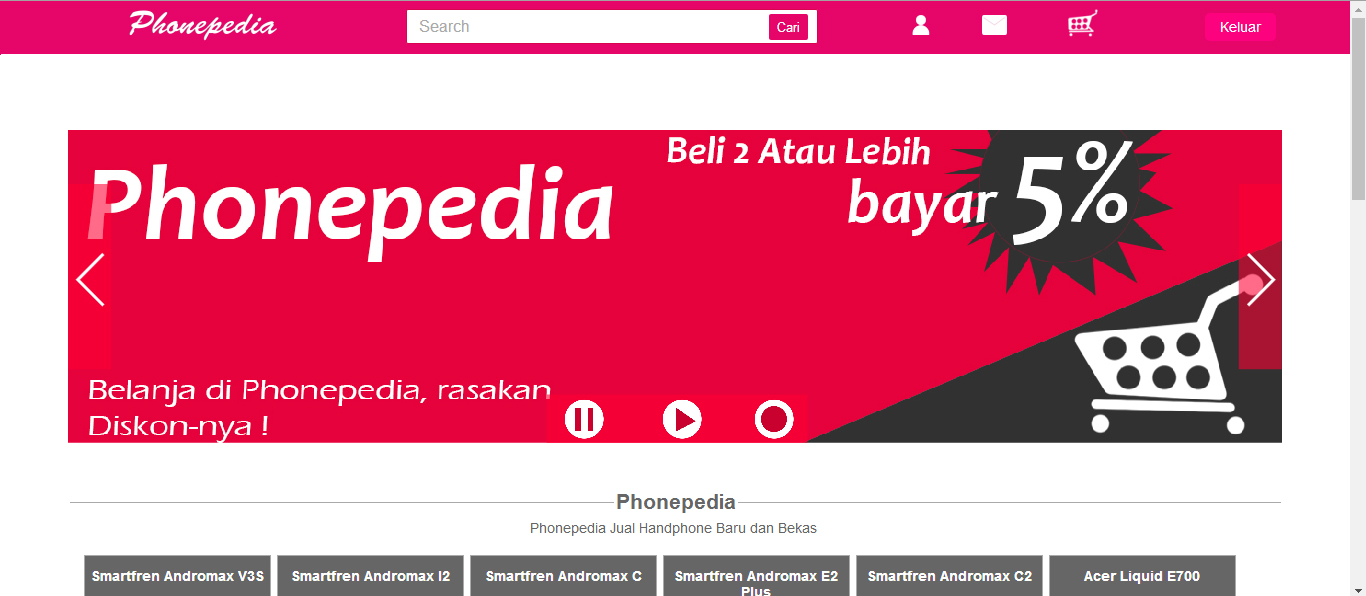 Phonepedia, Contoh Website Toko Handphone Online Berbasis Php Mysqli ...