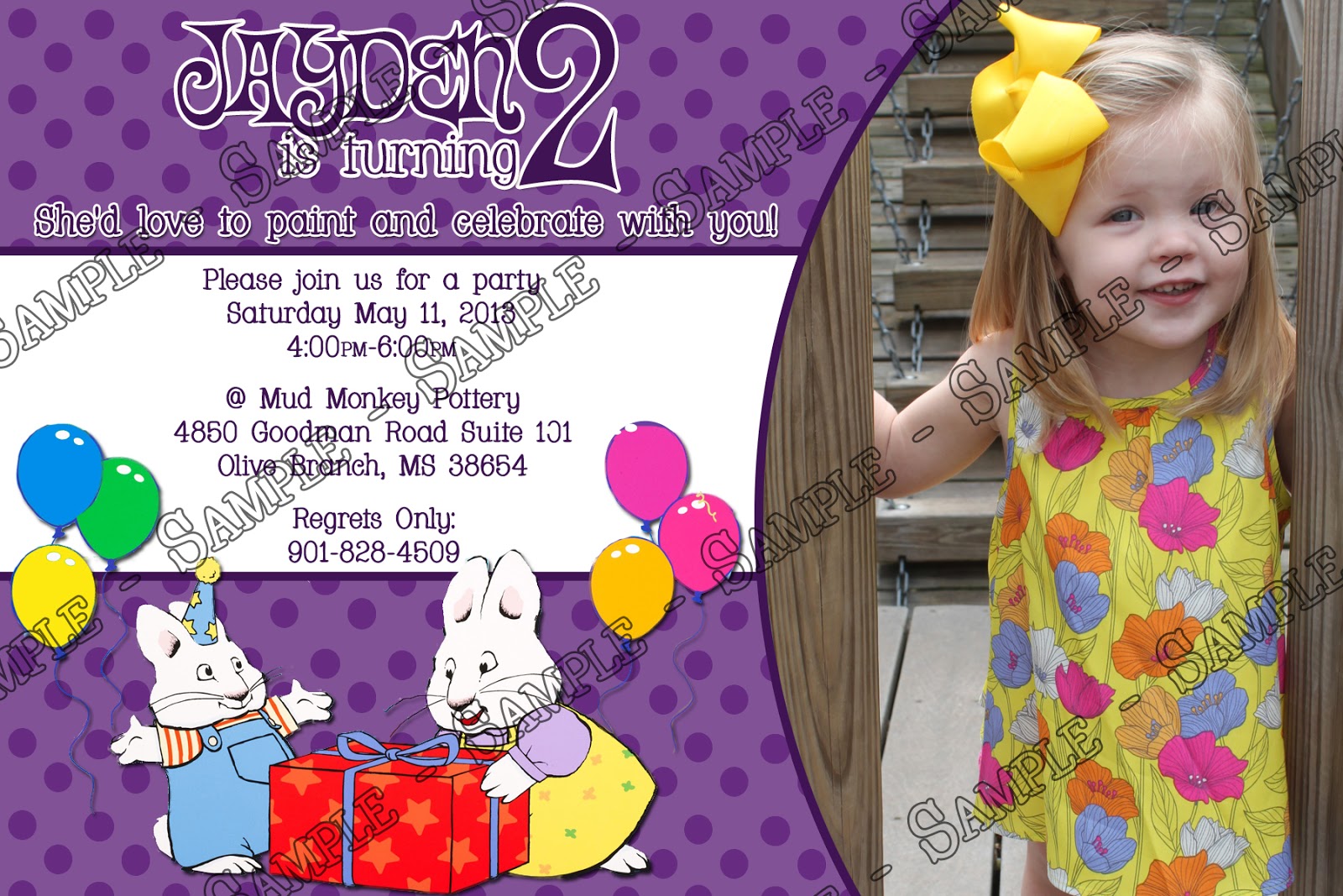 Novel Concept Designs: Max and Ruby Birthday Invitation and Thank You Card