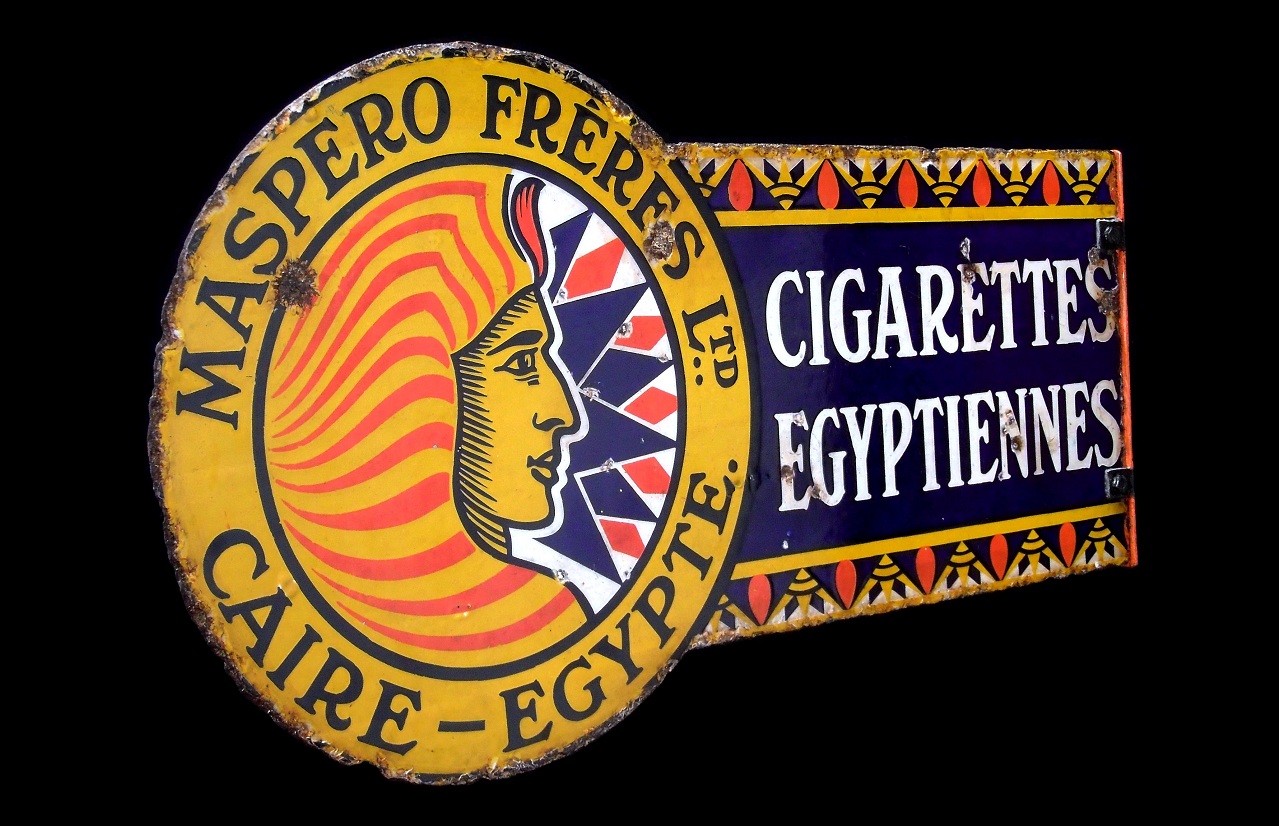 PATINA ANTIK: RARE 'MASPERO FRERES' CIGARETTES EGYPTIENNES ENAMEL SIGN