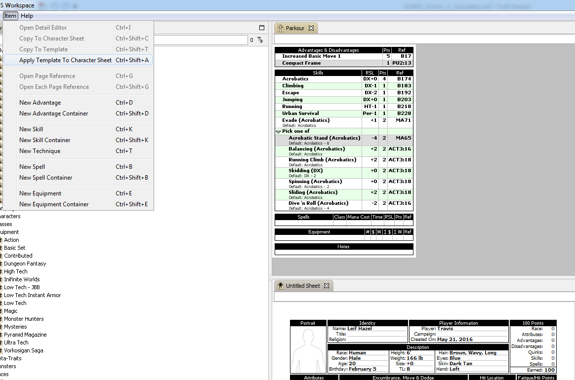 Insidious GURPS Planning: GCS Tips: Making Templates