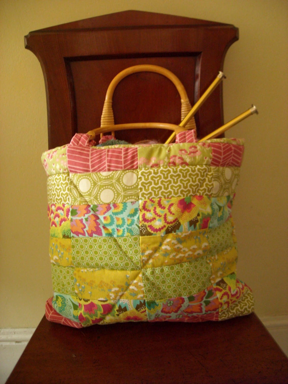 Whoever Has The Most Fabric Etc Patchwork Bag