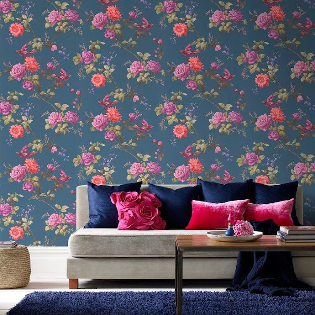 Eye For Design: Let Your Rooms Bloom With Rose Patterned Wallpaper