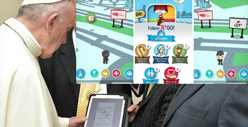 Wow Pope Francis blesses a Pokemon GO about Jesus "Follow JC Go!" # ...