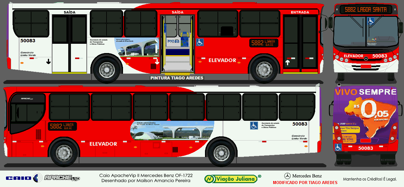 Viação Juliana ®: CAIO APACHE VIP II,LINHA 5882