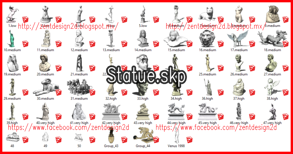 STATUES - SketchUp ~ ZENT DESIGN 2D