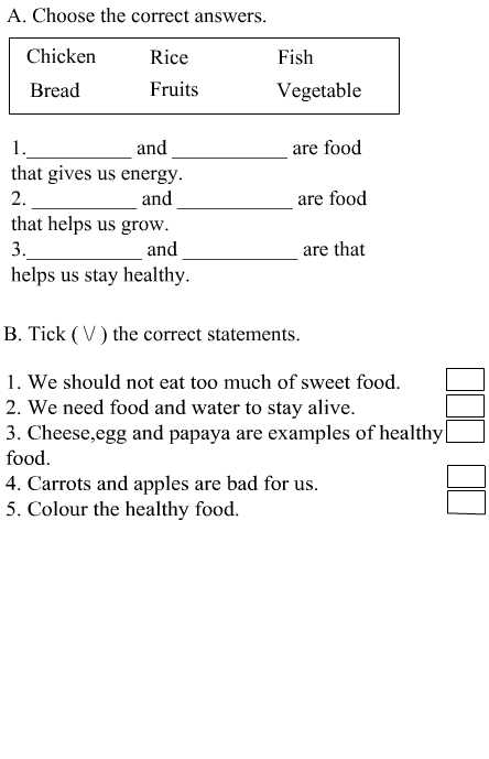 Science for Primary School ( Year 2): Unit 2 : Exercises