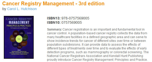 978-0757569005 Cancer Registry Management - 3rd edition