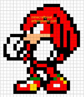 Minecraft Pixel Art Templates: Knuckles the Echidna (sonic)