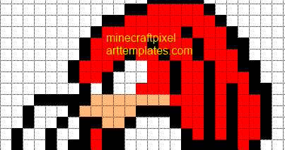 Minecraft Pixel Art Templates: Knuckles the Echidna (sonic)