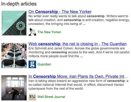 Google Adds New Set of Search Results Labelled "In-depth articles ...