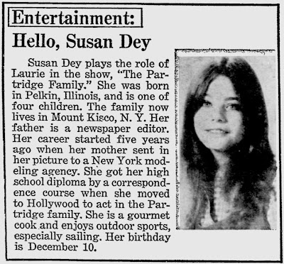 Everything Susan Dey: Susan Dey vintage Partridge-era newspaper clippings