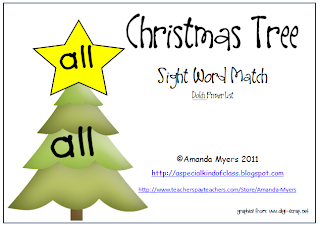 A special kind of class: Christmas Tree Sight Words Matches