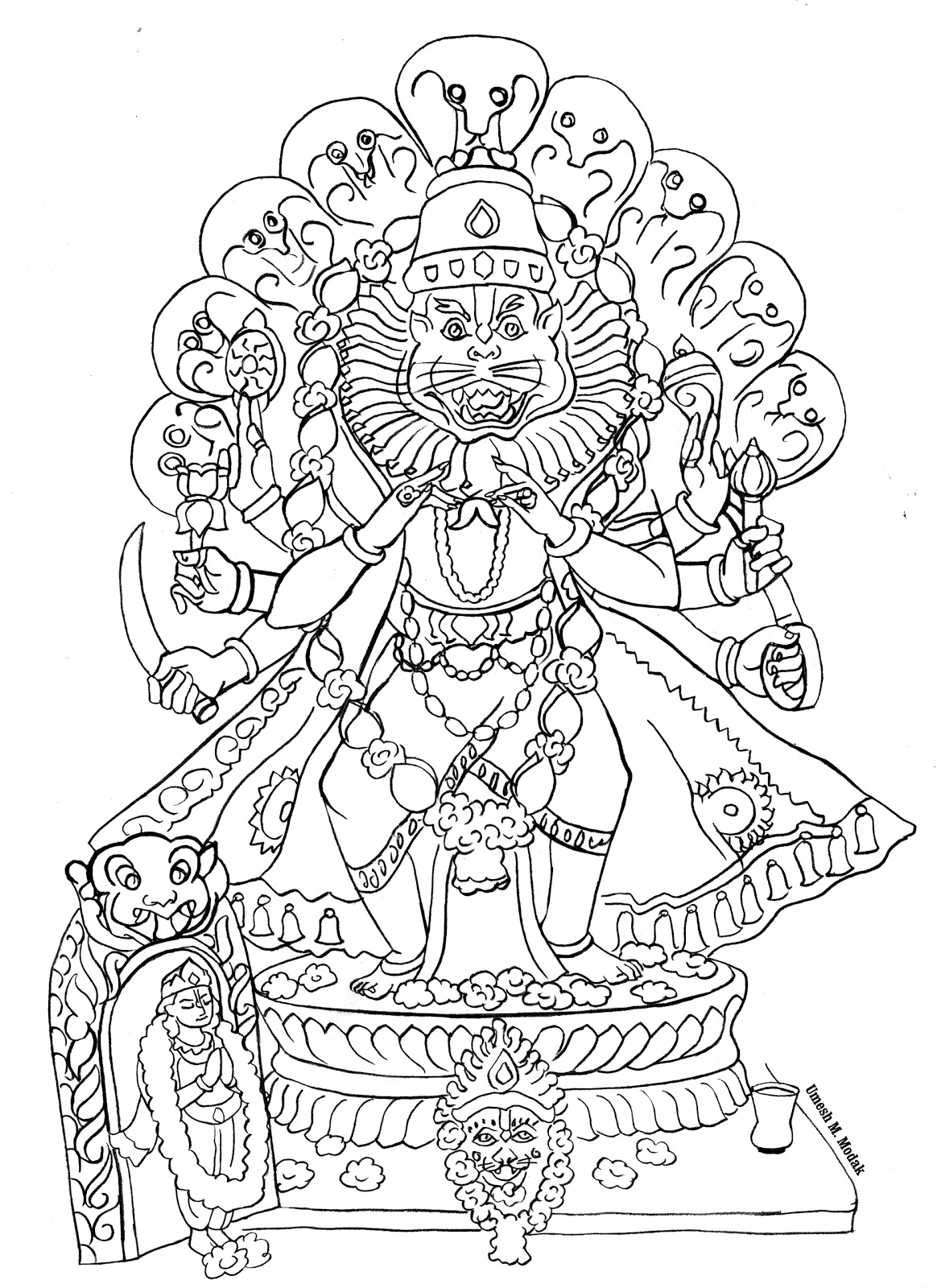 K-Visuals: Narasimha Dev Colouring Pages