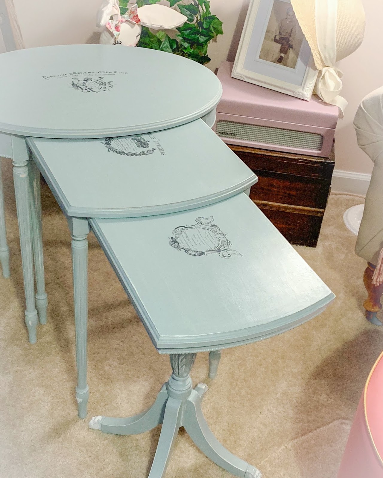 Tea Cottage Pretties: Vintage Stacking Tables Makeover