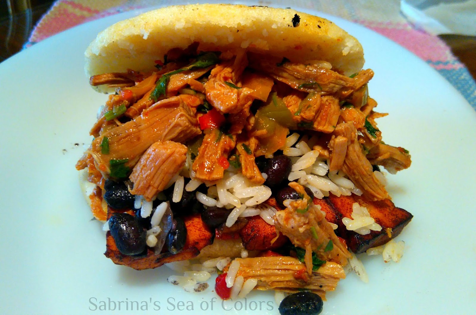 Arepas asadas tradicionales con pabellón - Sabrina´s Sea of Colors