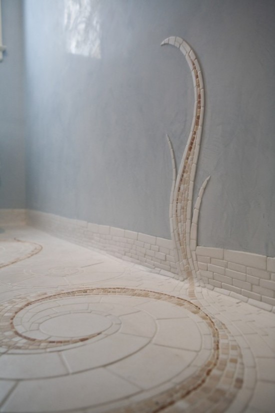 Artistic Small Toilet Design with beautiful marble and limestone mosaic ...