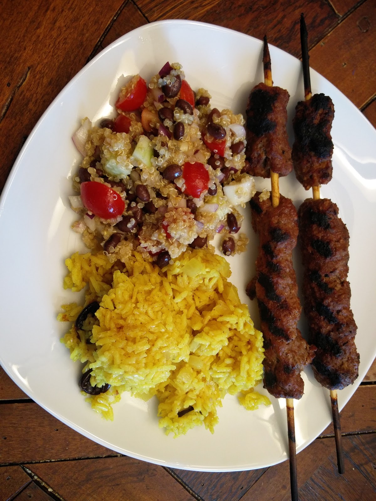 Nick and Alona Kitchen: Kofta Kabobs with Yellow Cherry Rice and Quinoa ...