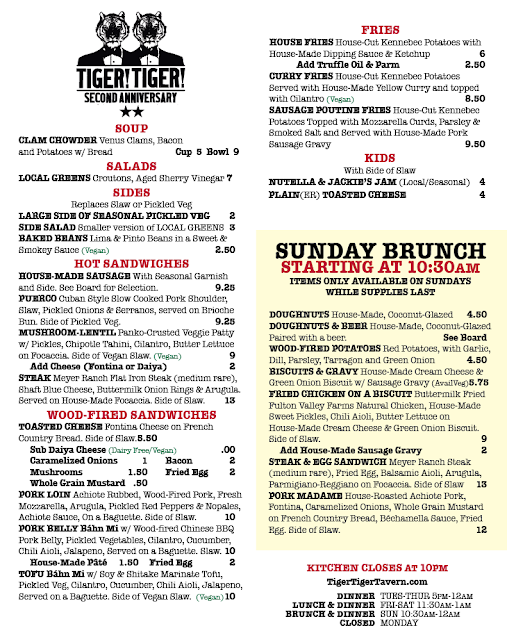 Tiger!Tiger!: Current Menu 1/27/2013