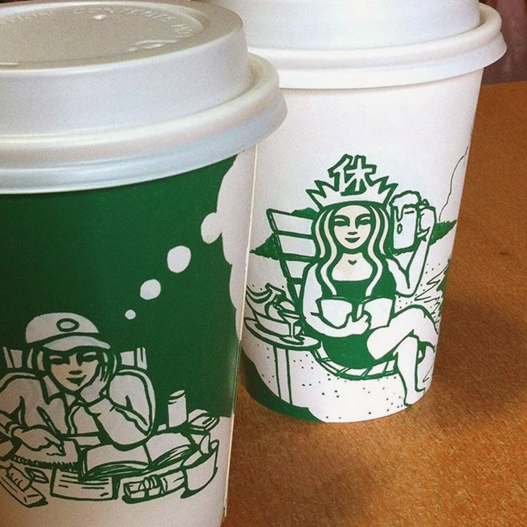 25 Ilustrasi Aksi Bersahaja Maskot Starbucks Apabila Keluar Dari Kepompong