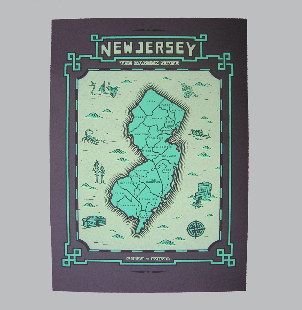 INSIDE THE ROCK POSTER FRAME BLOG: New Jersey County Map Print by ...